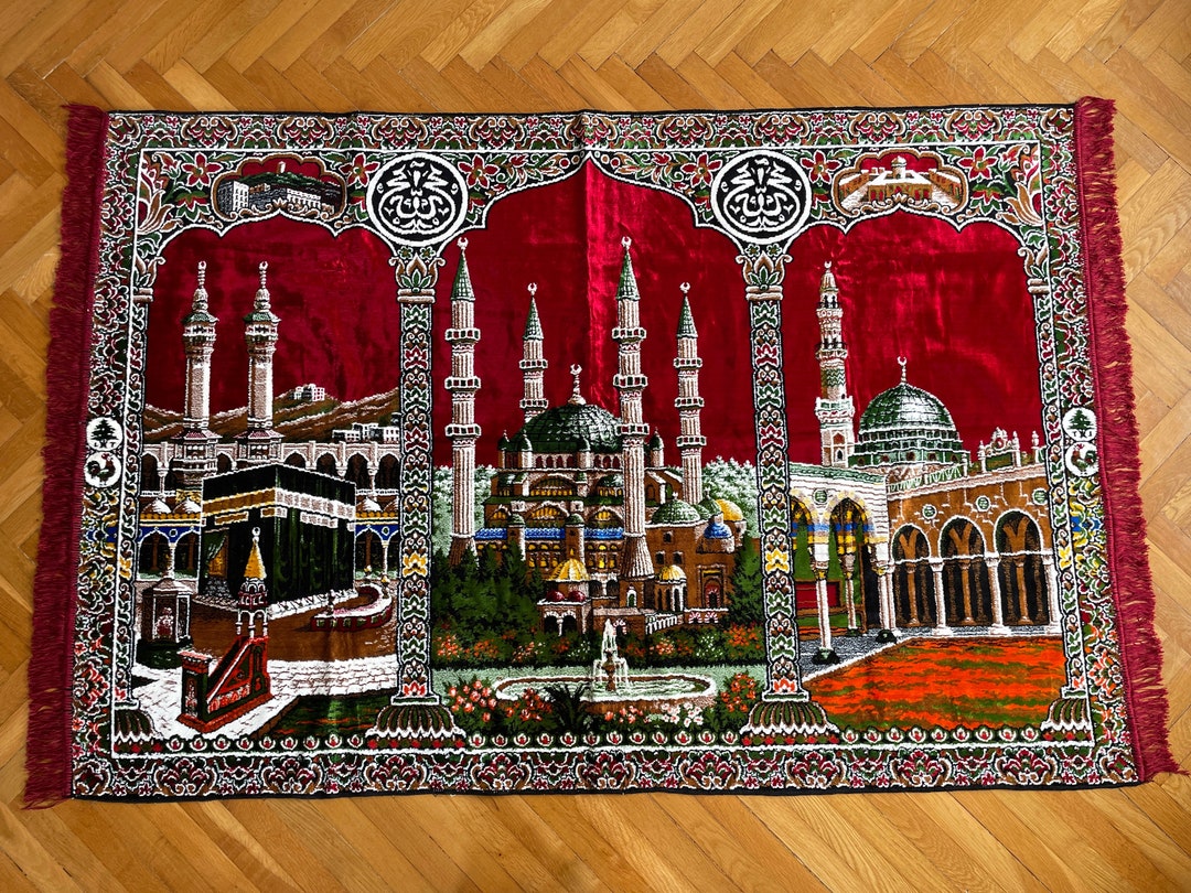 UNUSED Vintage Islamic Tapestry Wall Hanging, Muslim Home Decor, Mecca ...