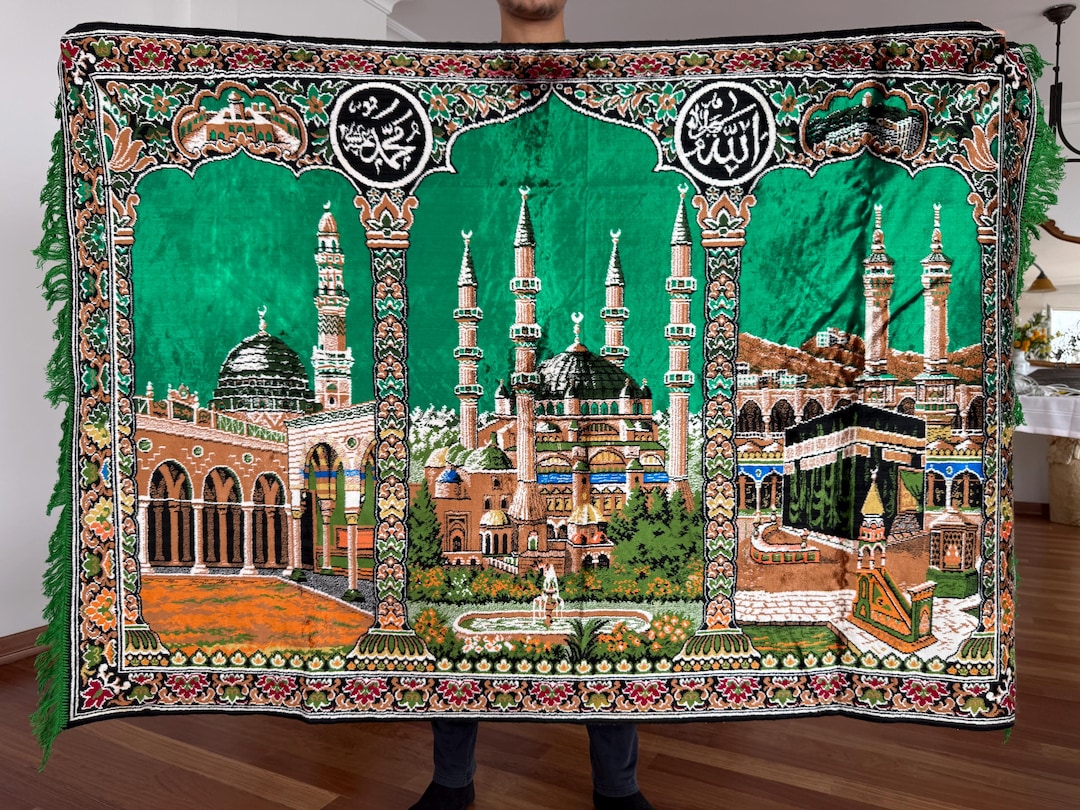 Vintage Velvet Mecca Tapestry: Islamic Wall Hanging, Muslim Home Decor ...