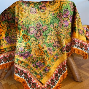 Unused Vintage Italian Velvet Cherub Bedspread, Bohemian Table Decor ...