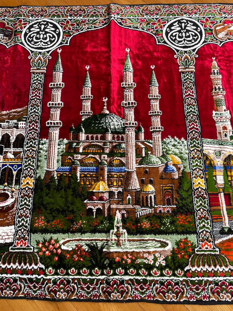 UNUSED Vintage Islamic Tapestry Wall Hanging, Muslim Home Decor, Mecca ...