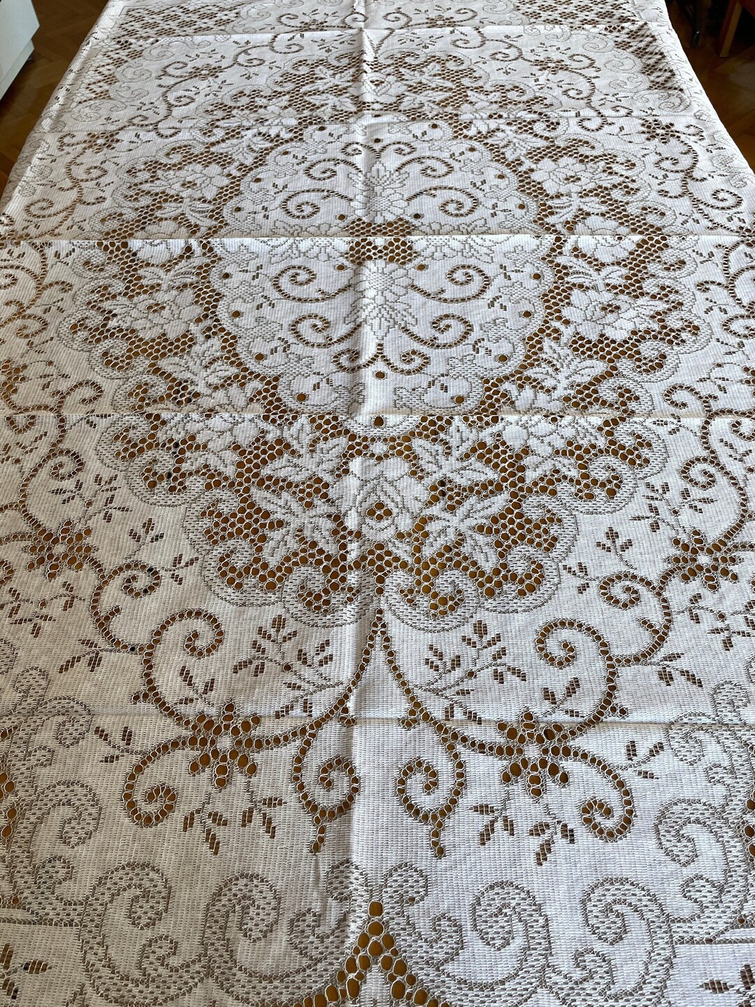 UNUSED Quaker Lace Off-white Cotton Tablecloth, Vintage Wedding Dress ...