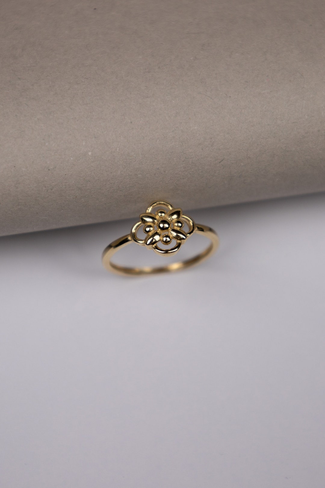 14k Gold Flower Ring, 14k Mesh Ring, Real Gold Ring, 14k Rose Flower ...