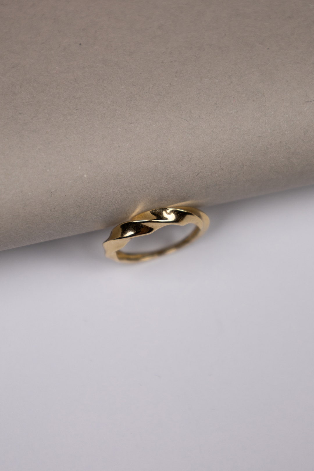 14k Gold Slotted Ring, 14k Wavy Ring, 14k Twist Ring, Real Gold Ring ...