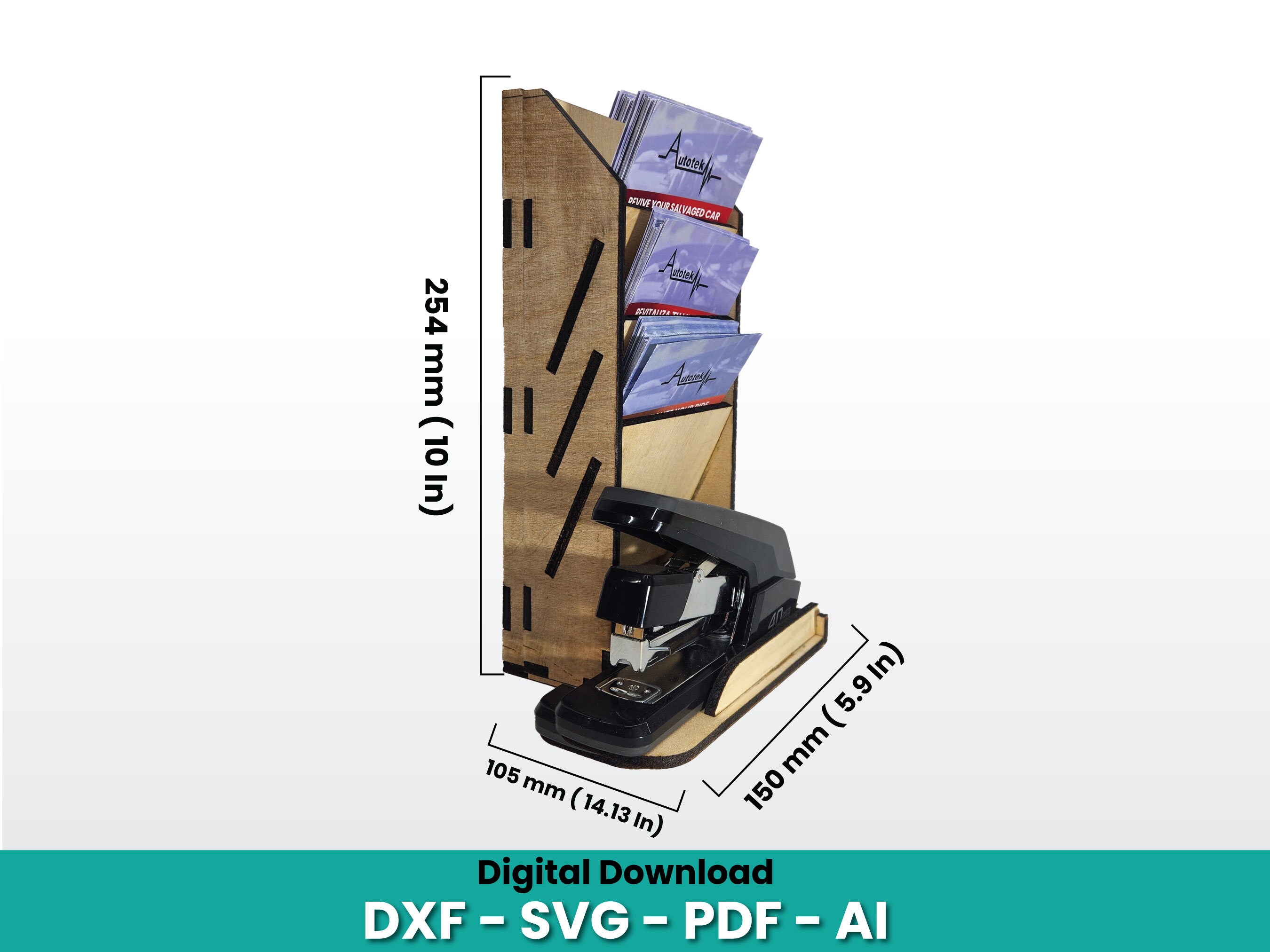 Quarter Flyer and Stapler Desk Organizer Laser Cut Files Digital ...