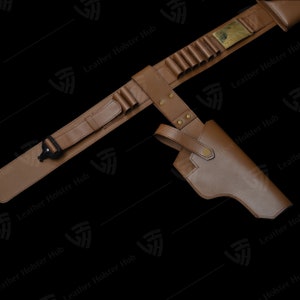 Boba Fett ROTJ Ammo Inspired Belt, Holster With 2 Pouches With Real Cow ...