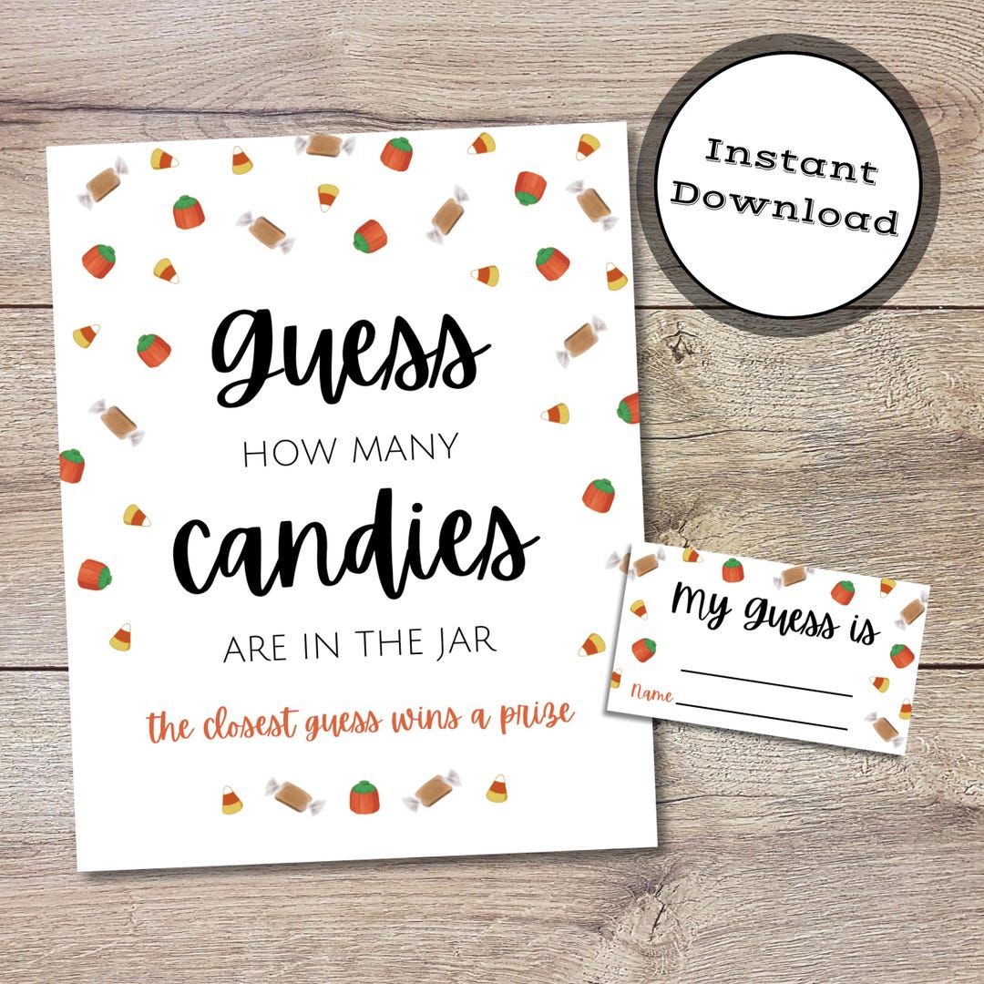 Halloween Guess How Many Candies Game Sign | Baby Shower Bridal Shower ...