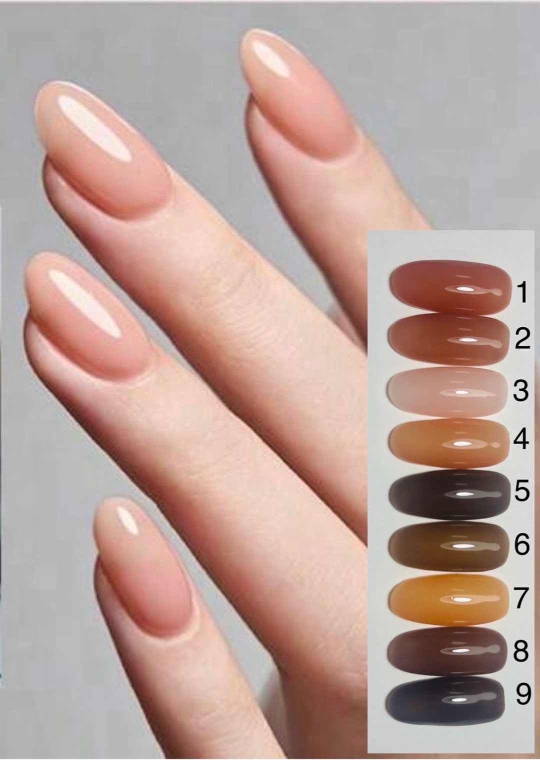 Translucent Sheer Milky Nude Gel Multicolor Press on Nails Long Medium ...