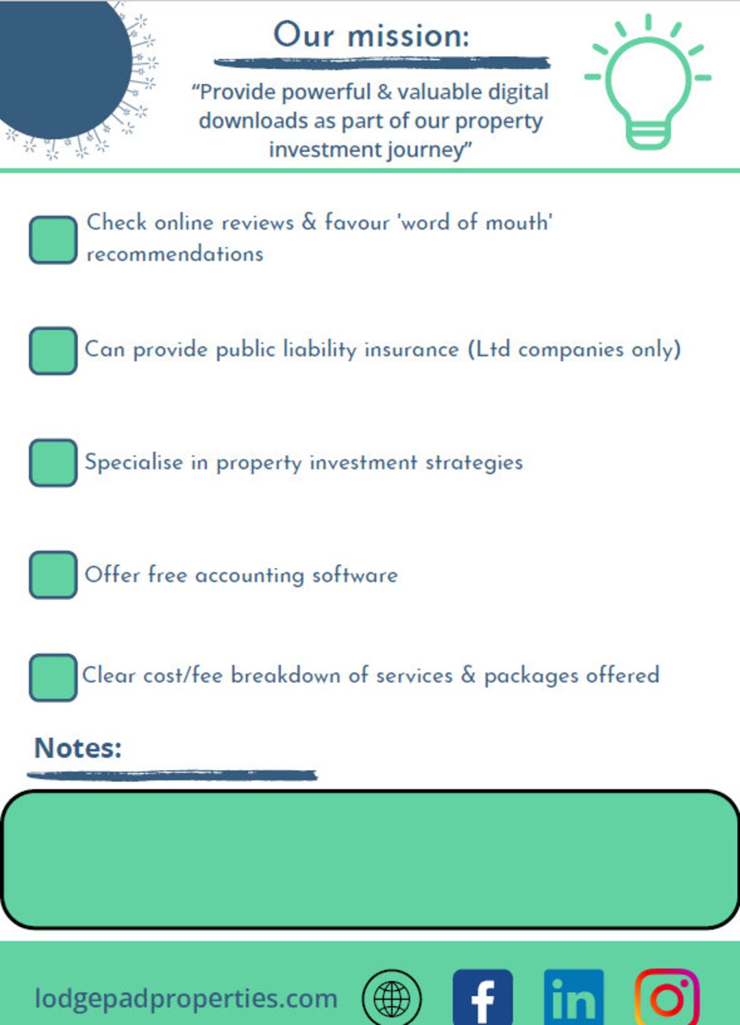 Financial Plan Checklist Digital, Downloadable. for UK Property ...