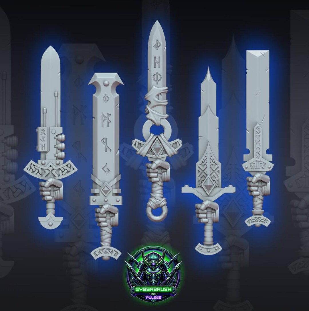 Space Viking Power Sword Set Cyberbrush 3D Pulses Resin Wargaming Resin ...