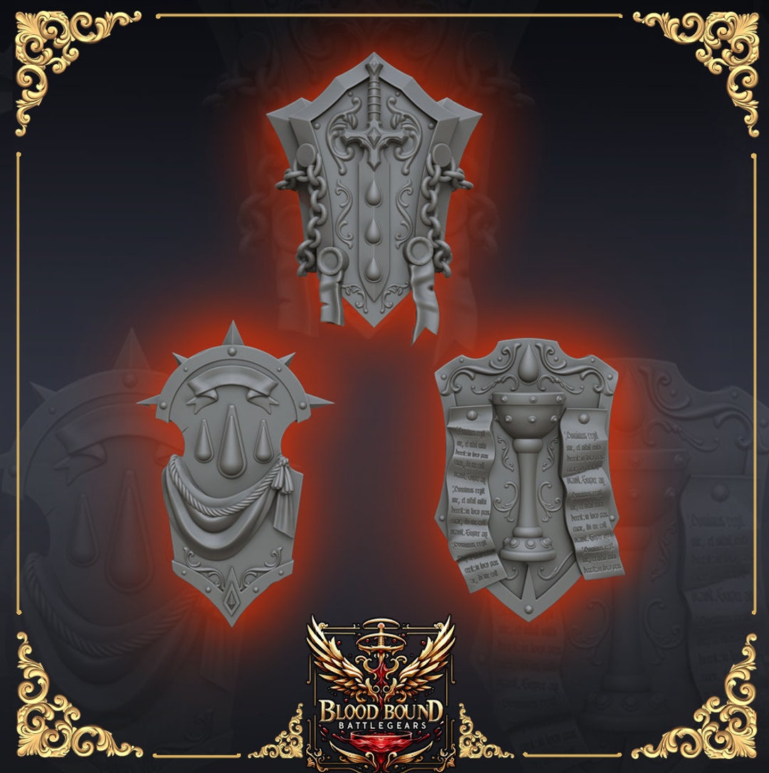 Bloodbound Battlegears Shield Set 1 Cyberbrush 3D Pulses Resin ...