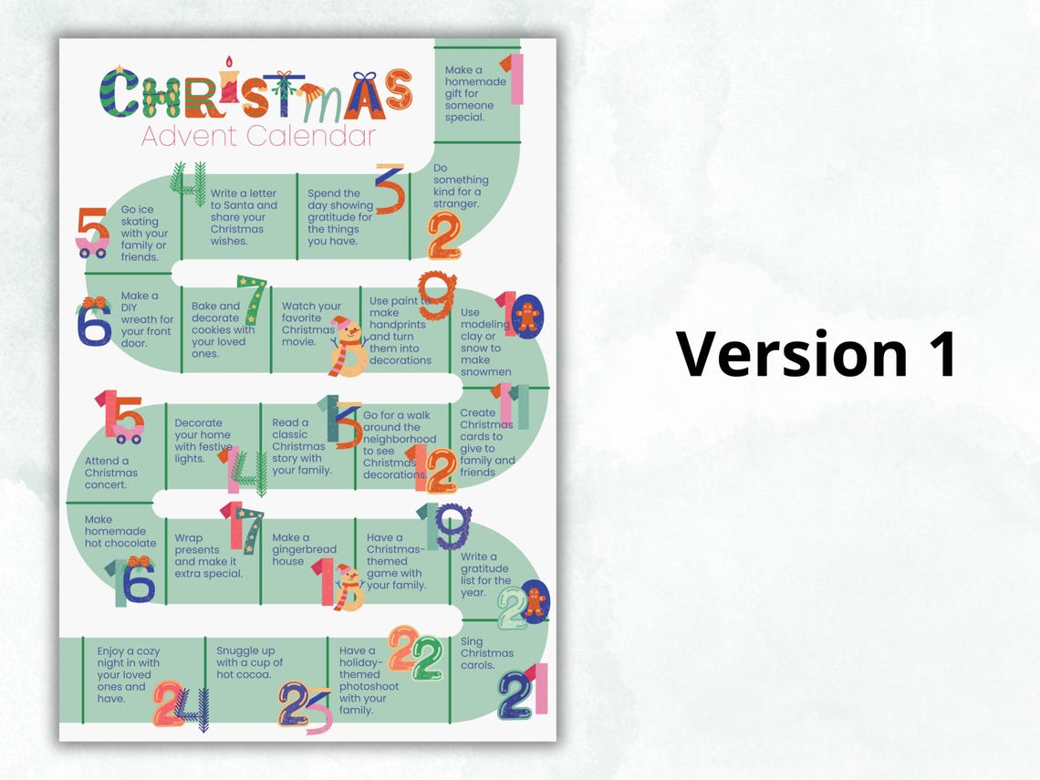 Calendrier de lAvent Calendrier de lAvent imprimable bricolage de Noël ...
