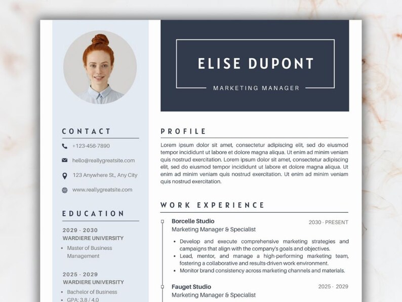 Modèle de CV avec photo, modèle de CV moderne, modèle de CV design ...