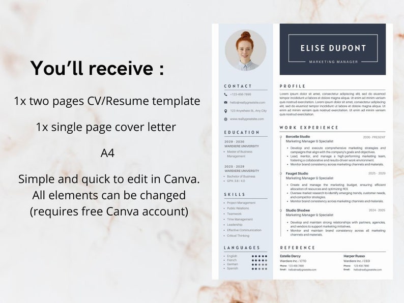 Modèle de CV avec photo, modèle de CV moderne, modèle de CV design ...