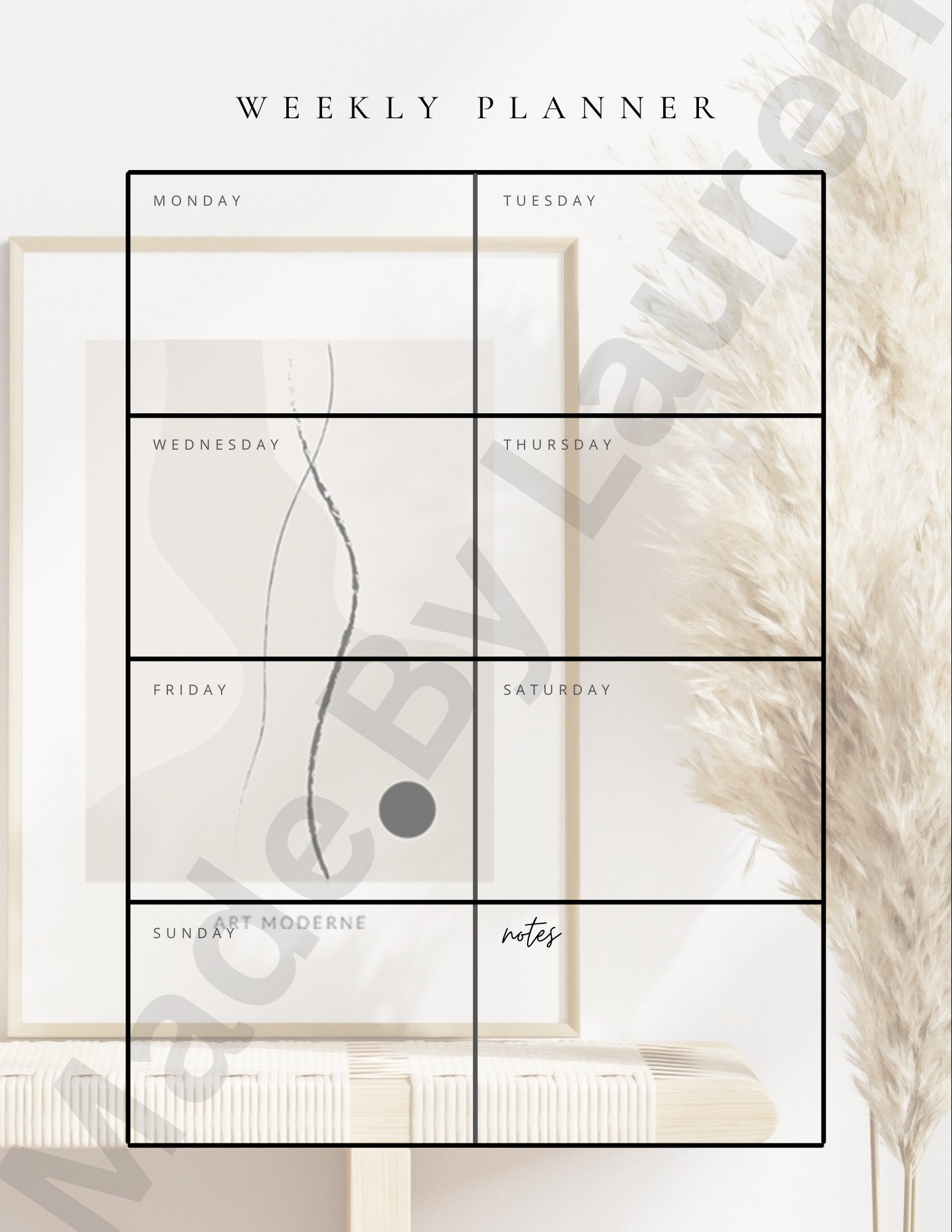 Weekly Planner Printable Boho Background Weekly Planner Aesthetic ...