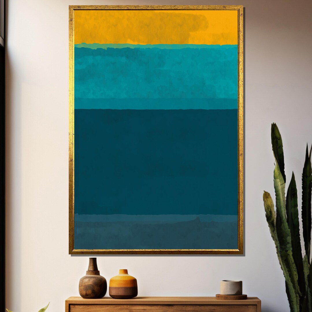 Yellow and Teal Color Block Canvas Print – Modern Wall Art - Etsy