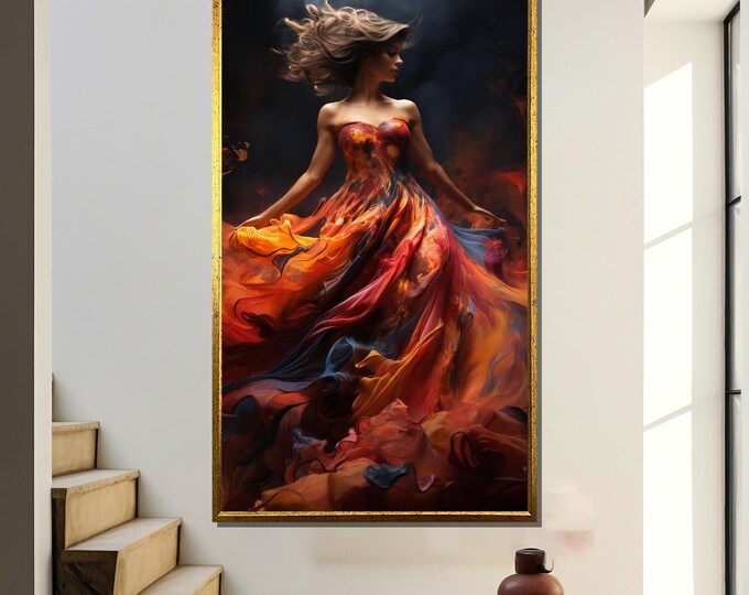 Fiery Soul of a Woman Canvas Art Woman on Fire Art Powerful Female Art ...