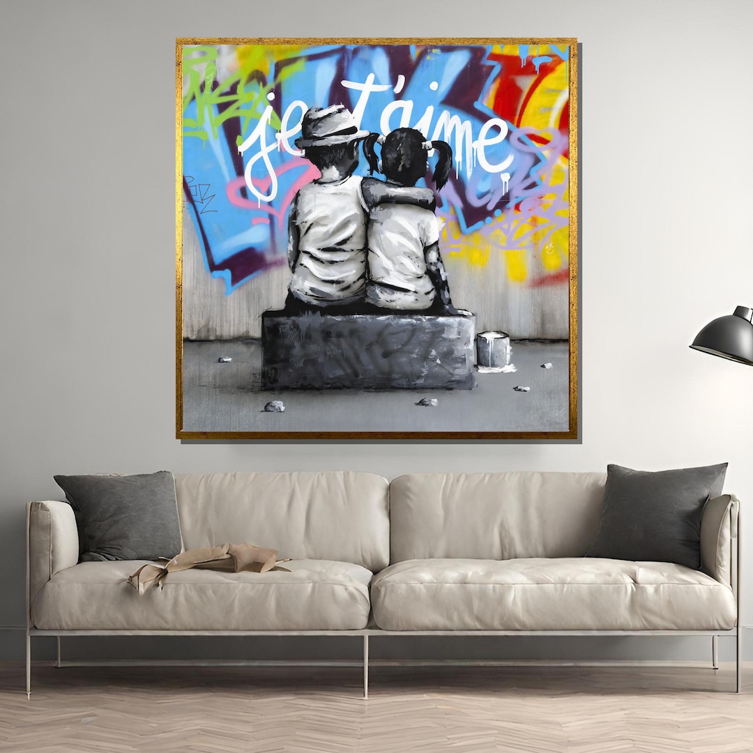 Graffiti 'je T'aime' Canvas Painting - Heartwarming Street Art Gift for ...