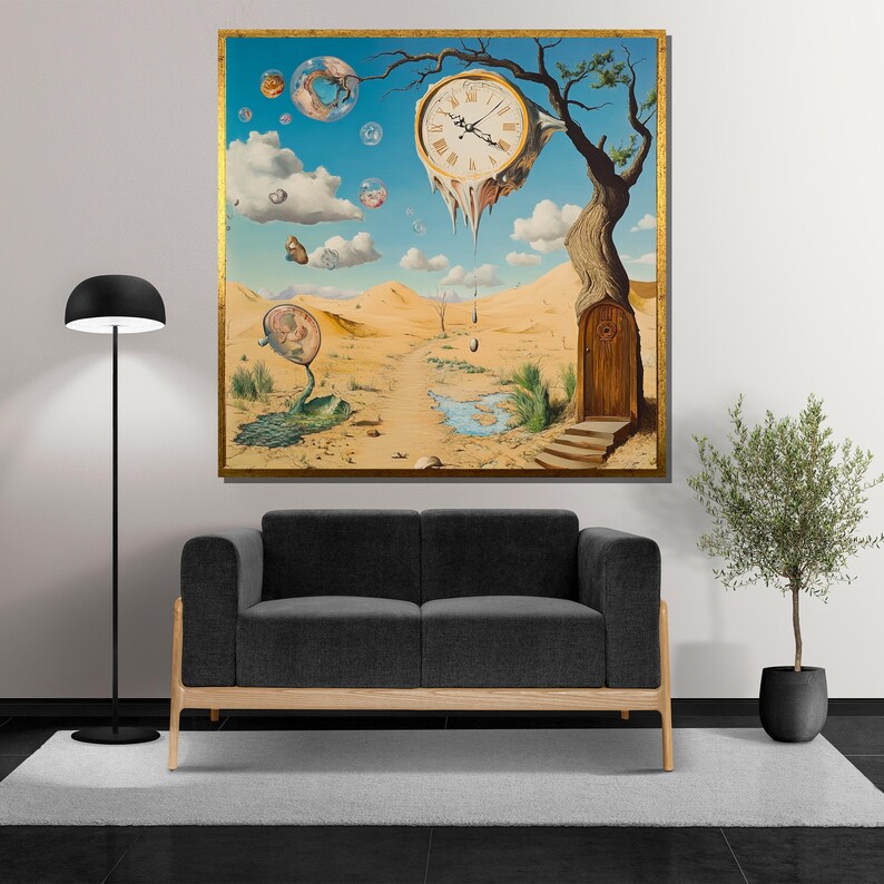 Surreal Melting Clock Canvas Painting Salvador Dalí Inspired Dreamy Art ...