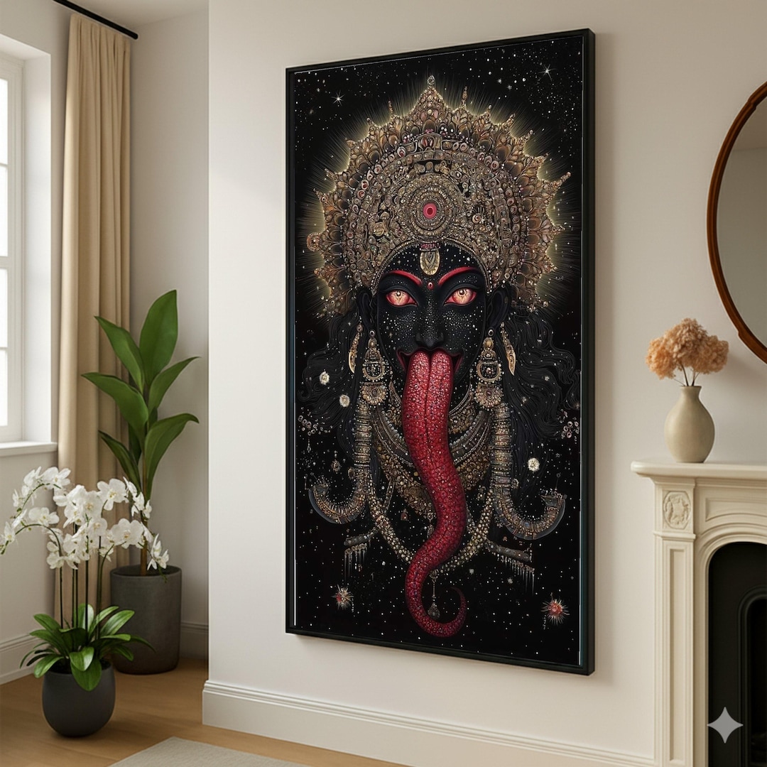 Dark Divine Goddess Canvas Wall Art, Kali Spiritual Artwork, Intricate ...