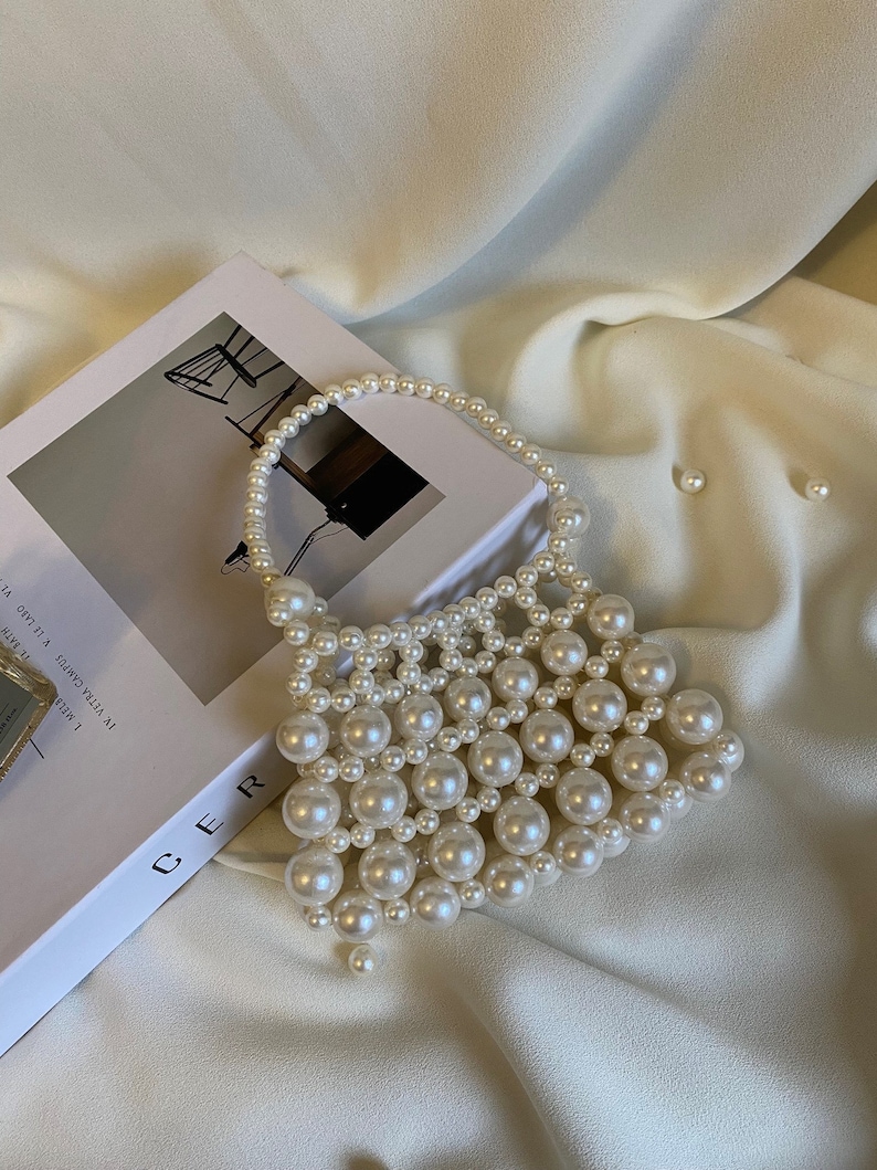 Small Helen Pearl Bag, Pearl Beaded Handbag, Evening Clutch, Small ...