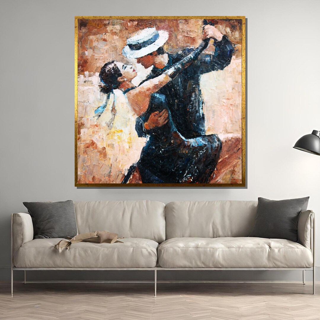 Tango Dance Oil Texture Canvas Painting – Passionate Couple Art - Etsy