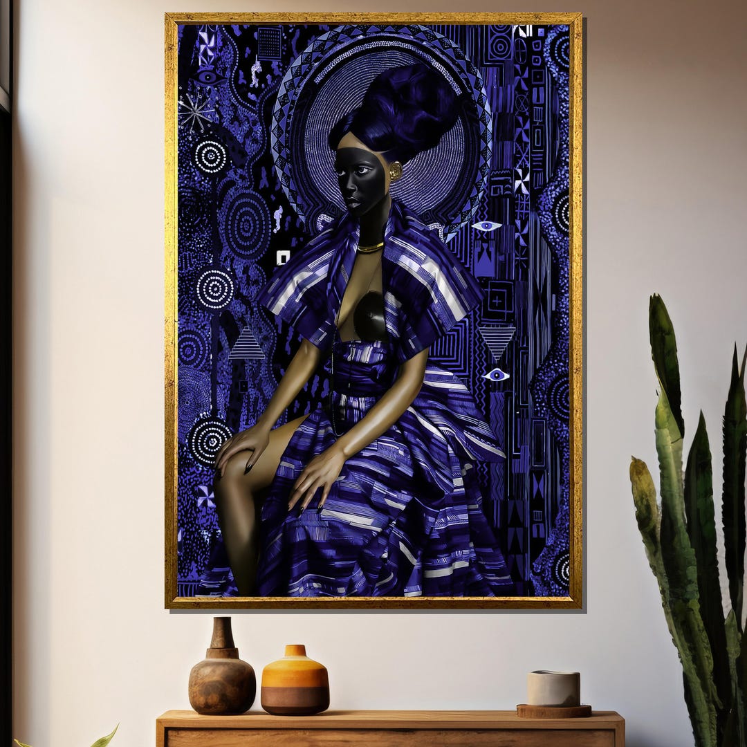 Majestic Ethnic Woman in Blue Robes - Canvas Painting Gift With ...