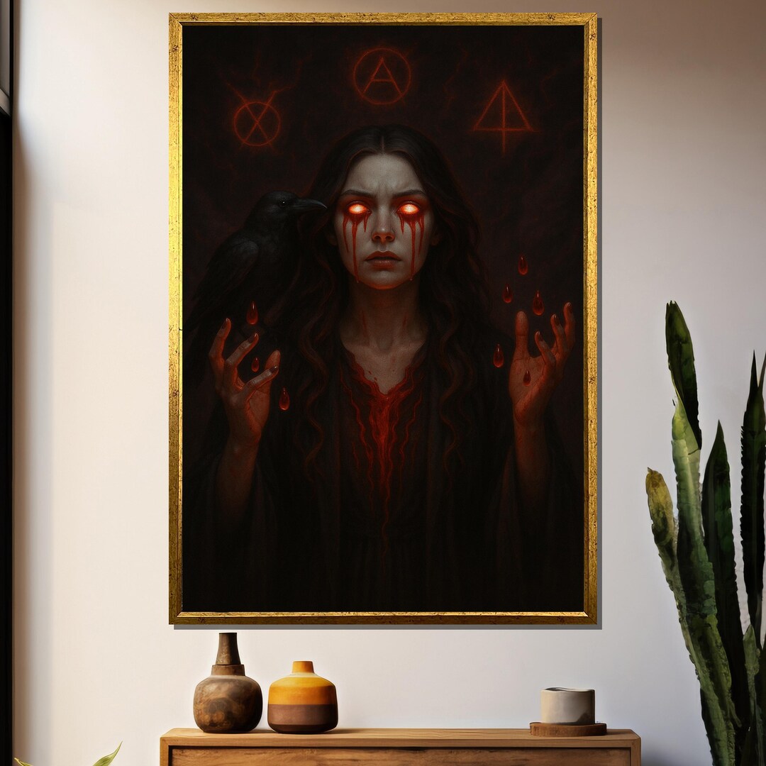 Blood-eyed Witch and the Symbols of Power: A Dark Gothic Canvas ...