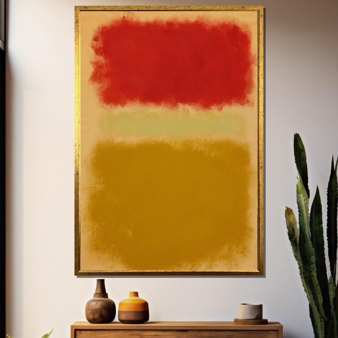 Vivid Red and Earthy Gold Abstract Canvas Painting by Mark Rothko – A ...