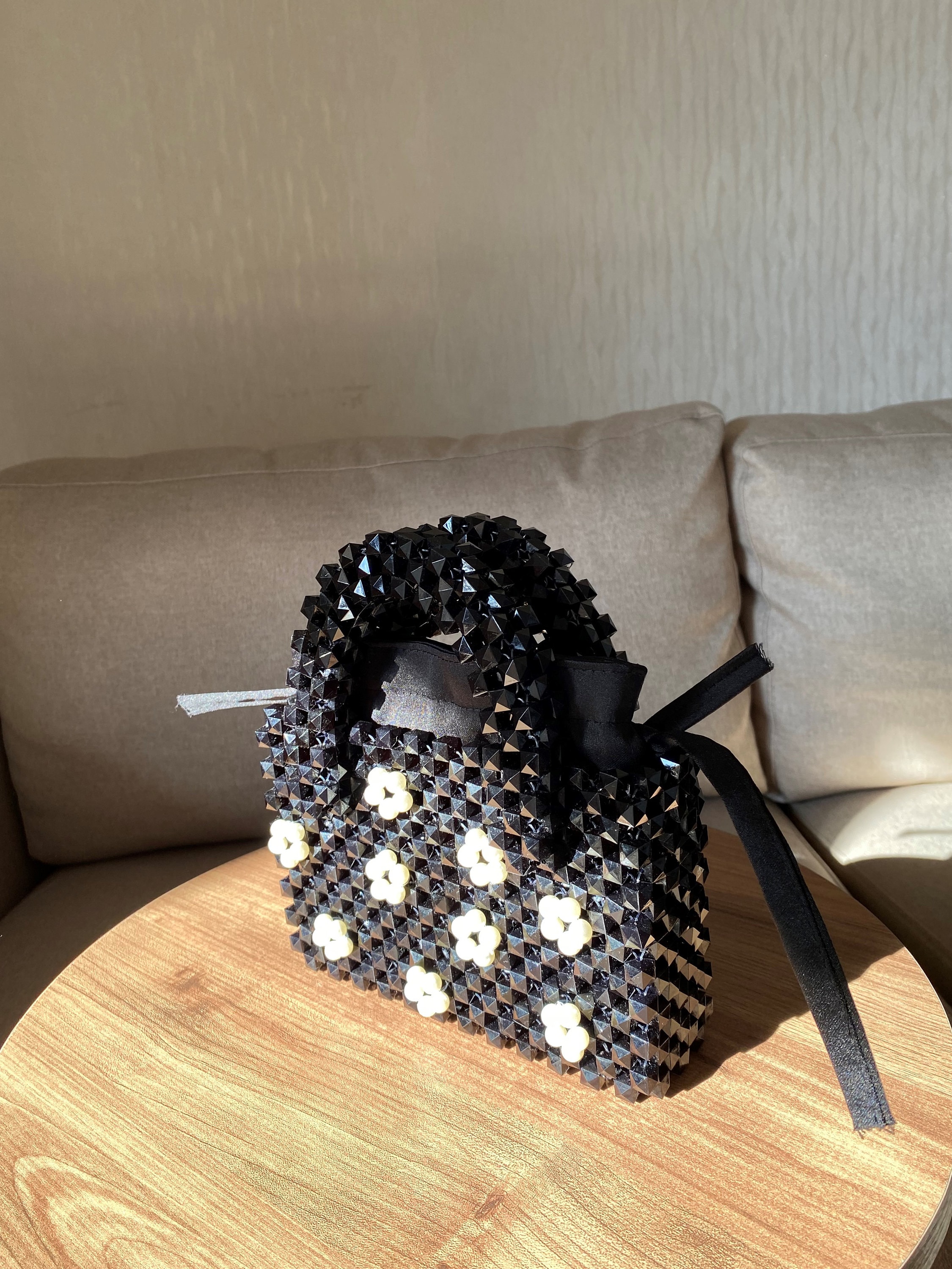 Handmade Black Beaded Clutch, Square Hand Bag, Women's Wedding Gift ...