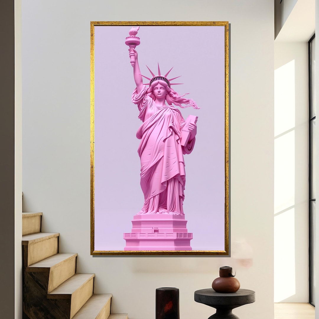 Pink Statue of Liberty Canvas Print, Modern Pop Art, Feminine Decor - Etsy
