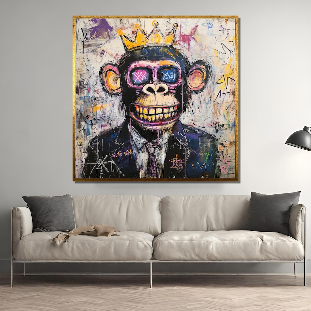 Graffiti Ape Canvas Print, Urban Street Art, Modern Expressionist Decor ...