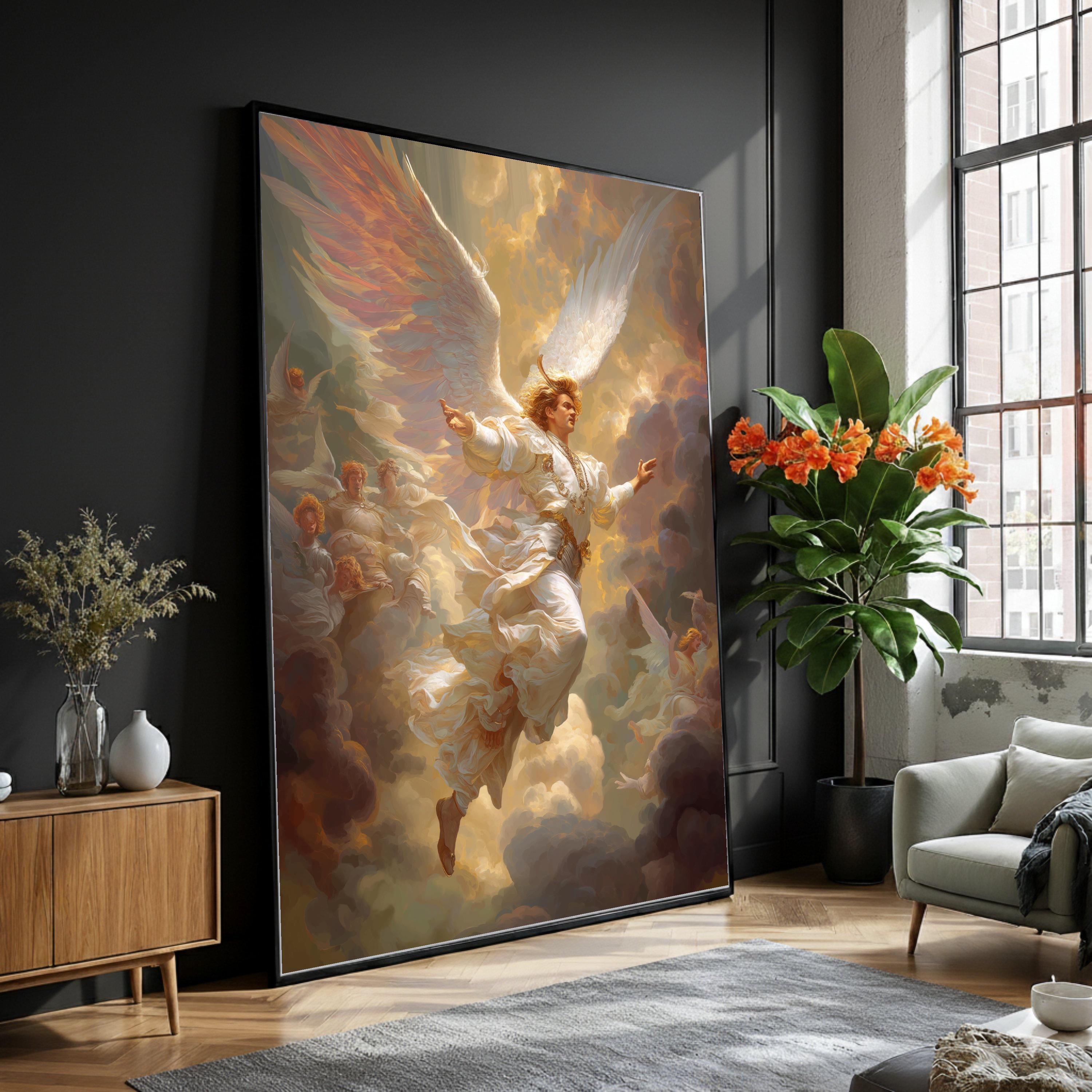 Majestic Angel Ascending Canvas, Heavenly Wings Wall Art, Spiritual ...