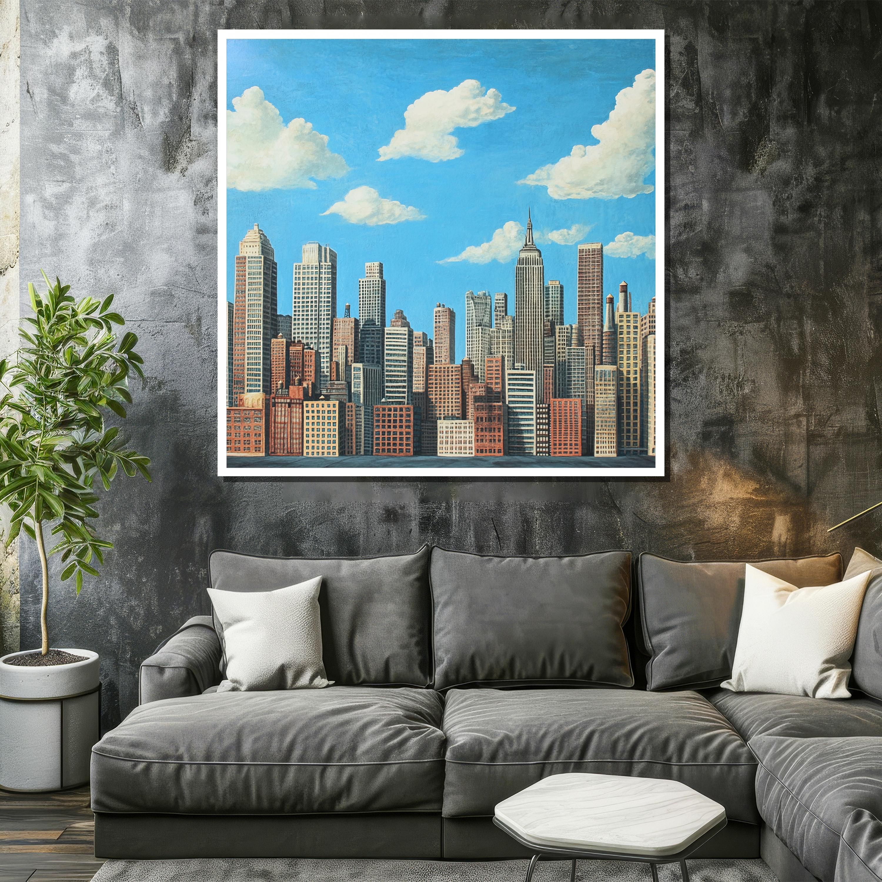 Charming Hand-painted City Skyline Canvas Art – Vibrant Urban Landscape ...
