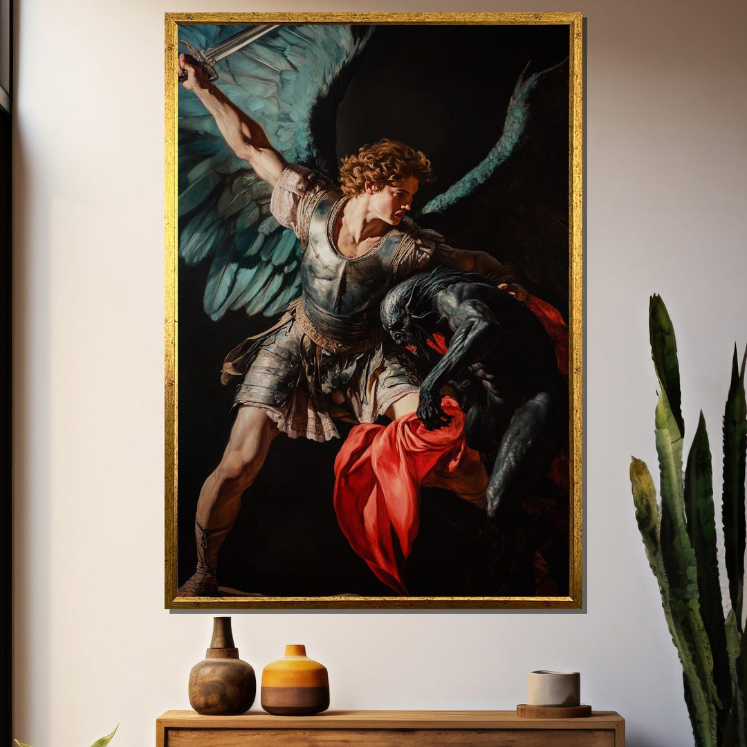 Archangel Michael Canvas Painting - Epic Religious Art - Powerful Gift ...