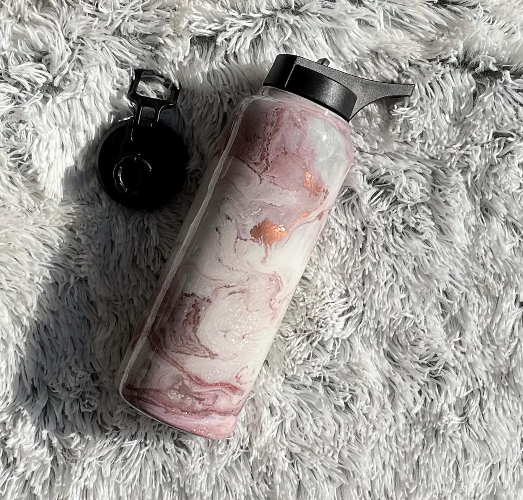 40oz Duo Hydro Epoxy/resin Hydro Bottle. Pink, Brown & Rose Gold Marble ...