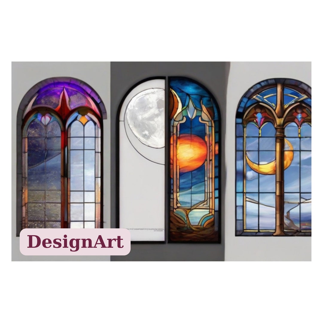 Moon Stained Glass Sublimation Design, Moon Stained Glass, Glass ...