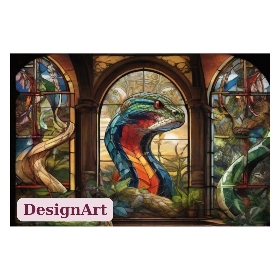 Snake Stained Glass Sublimation Design, Snake Stained Glass, Glass ...