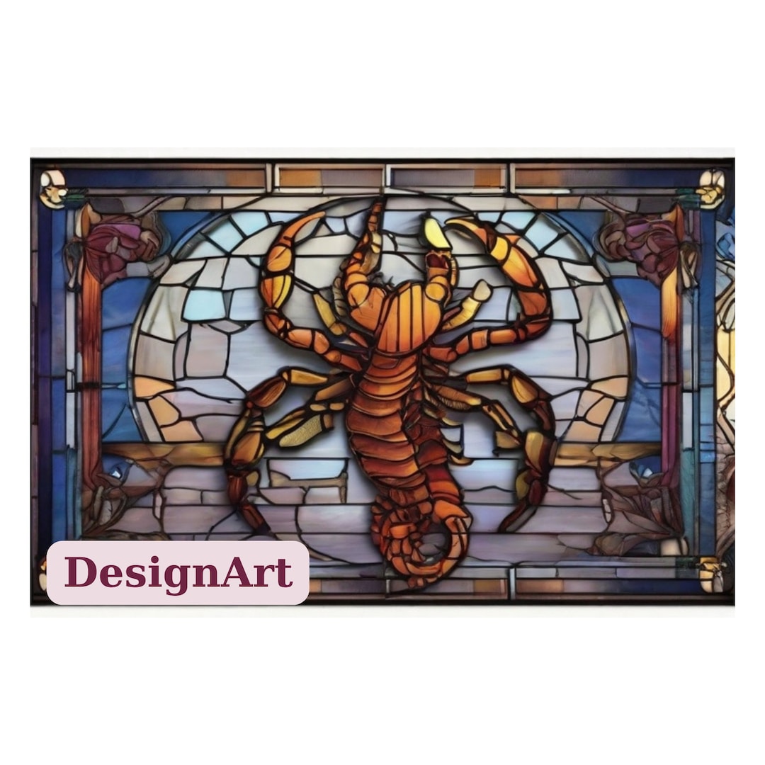 Scorpion Stained Glass Sublimation Design, Horoscope Stained Glass ...