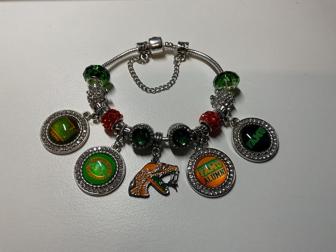 Florida A&M Rattlers Custom 21.5 Charm Bracelet 4 HBCU Collegiate Black ...
