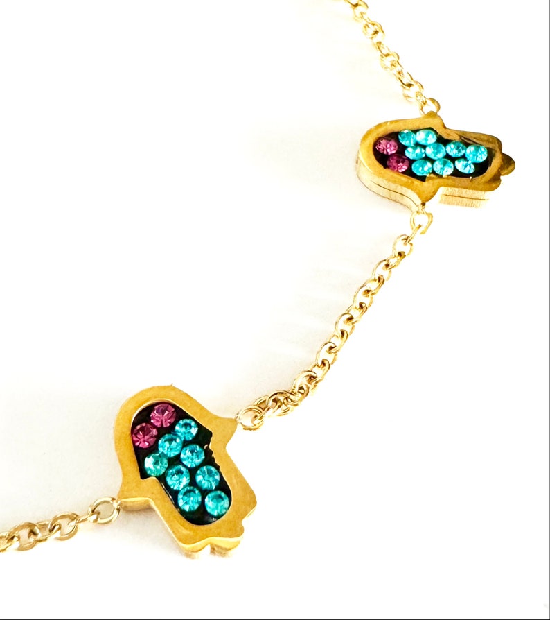Fatima Hand BRACELET Stainless Steel 18k GOLD Plated Nazar Evil Eye ...