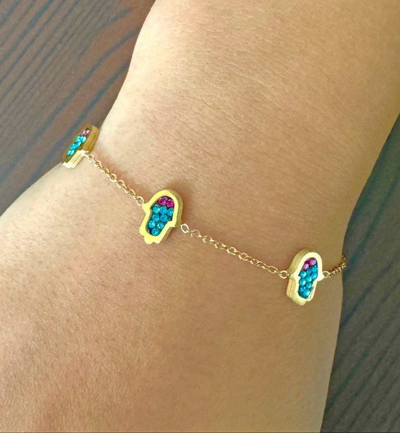 Fatima Hand BRACELET Stainless Steel 18k GOLD Plated Nazar Evil Eye ...