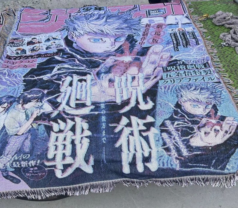 Jujutsu Anime Satoru Gojo Thread Towel Woven Blanket Tapestry With ...