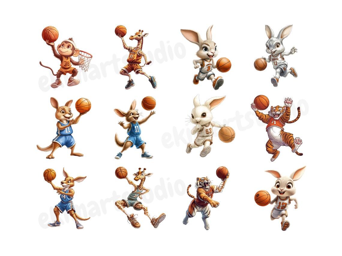 Basketball Animals Clipart | Animals PNG | PNG Bundle | Sport Animals ...