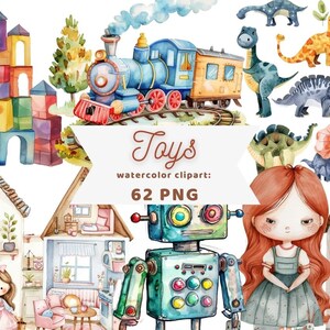Toys 62 PNG Watercolor Clipart | Nursery Room Poster | PNG Bundle ...
