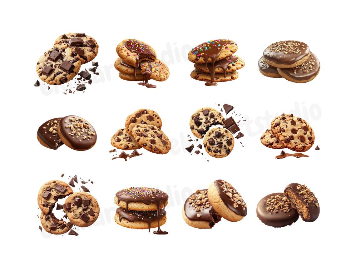 Cookie Realistic Clipart | Chocolate Chip Cookie PNG | Dessert PNG ...