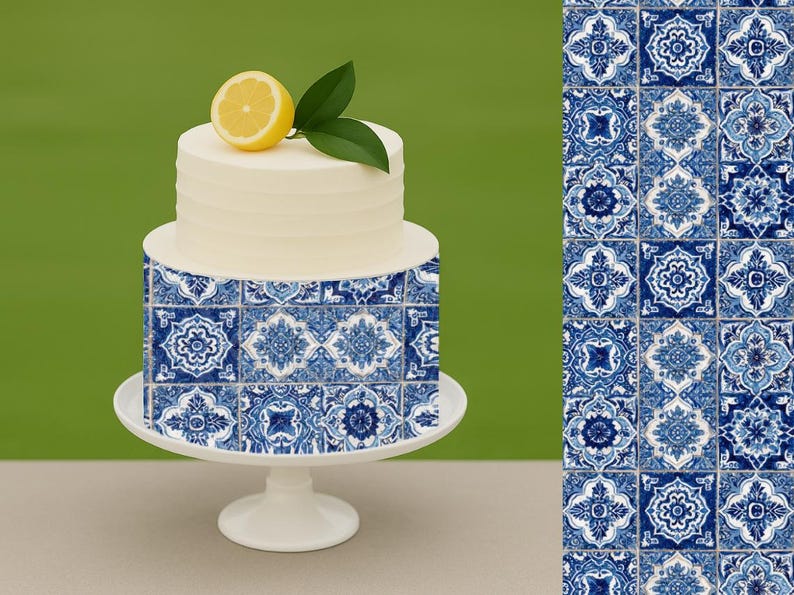 Mediterranean Wedding Cake Printable Design I Mediterranean Tiles I ...