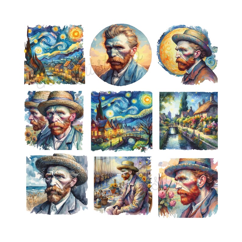 Van Gogh Clipart / Van Gogh / PNG Bundle / Descarga digital / Arte de ...
