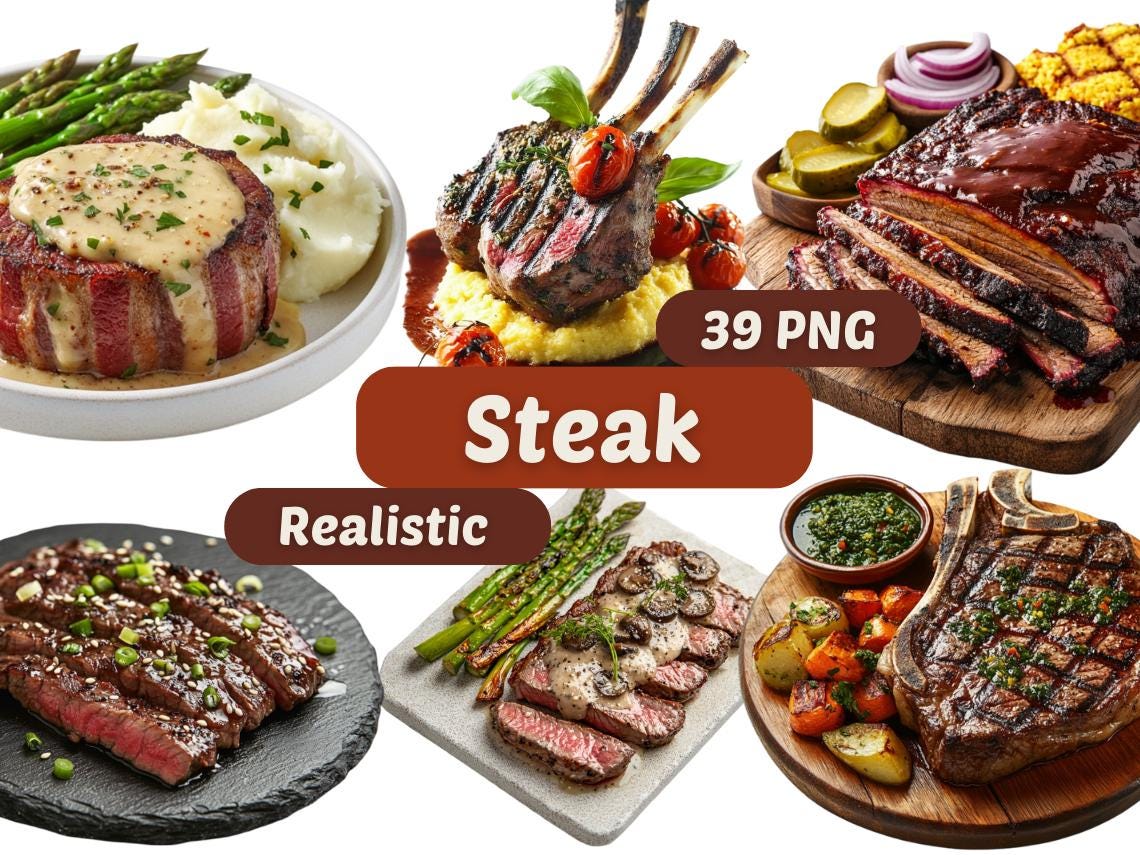 Steak Realistic Clipart | Steak PNG | Food PNG | PNG Bundle | Food ...