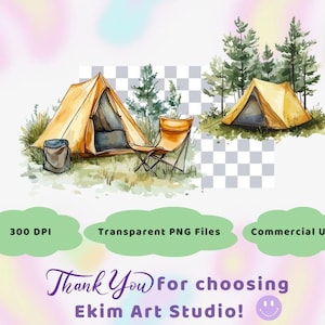 Camping Watercolor Clipart | Sticker | PNG Bundle | Digital Download ...