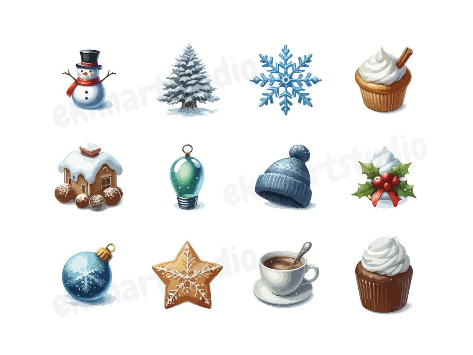 Winter Clipart | Christmas | PNG Bundle | Digital Download | Watercolor ...